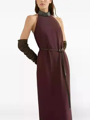 Brunello Cucinelli Embellished Halter Neck Maxi Dress
