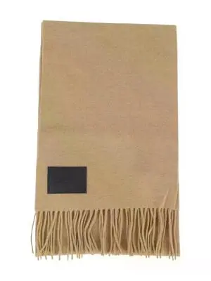 Hogan Logo-patch Fringed-edges Scarf - Neutrals