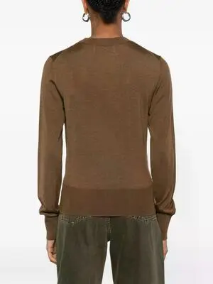 AMI Paris Wool Silk Blend Crew Neck Sweater - Brown