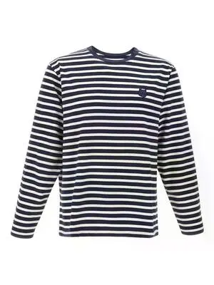 Maison Kitsuné Logo Patch Striped Crew Neck Sweater