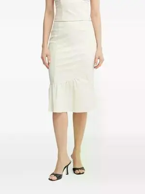 Armani Exchange Leather Effect Ruffle Hem Midi Skirt