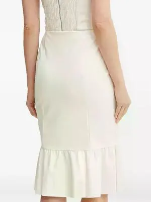 Armani Exchange Leather Effect Ruffle Hem Midi Skirt