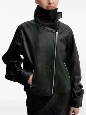 WON HUNDRED Belted Leather Jacket - Black