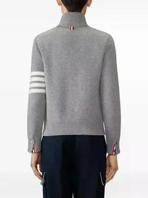 Thom Browne 4-bar Funnel Neck Wool Sweater - Grey