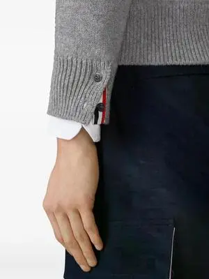 Thom Browne 4-bar Funnel Neck Wool Sweater - Grey