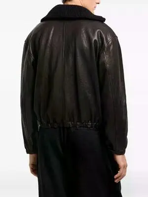 Giorgio Armani Leather Jacket With Lambswool Collar