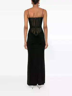 NISSA Twist-front Sheer-insert Maxi Dress