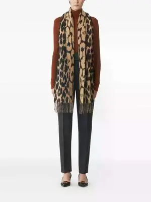 LANVIN Leopard-print Fringed Scarf
