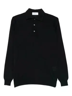 LARDINI Long-sleeve Wool Polo Shirt - Blue