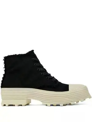 Camper Traktori Frayed Lace-up Boots - Black