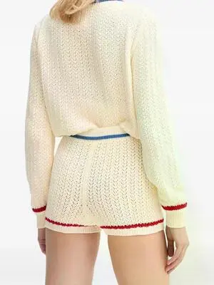 Bally Open-knit Stripe-detail Shorts - Neutrals