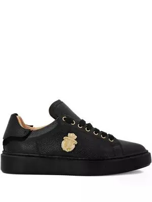 BILLIONAIRE Logo Plaque Leather Sneakers - Black