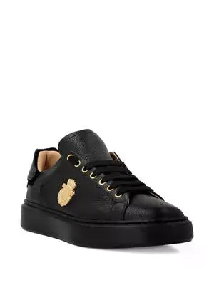 BILLIONAIRE Logo Plaque Leather Sneakers - Black