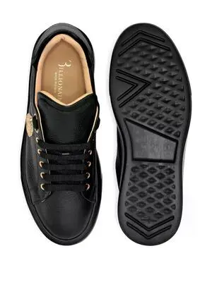 BILLIONAIRE Logo Plaque Leather Sneakers - Black