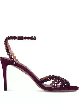 AQUAZZURA 90mm Embellished Scalloped-edge Heeled Sandals - Red