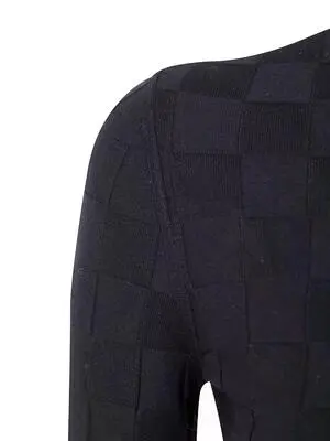 Emporio Armani Check Pattern Long Sleeve Sweater - Black