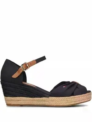 Tommy Hilfiger Open-toe Wedge Espadrilles With Buckle Fastening - Blue