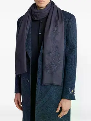 Etro Paisley-embroidered Cashmere Scarf - Blue