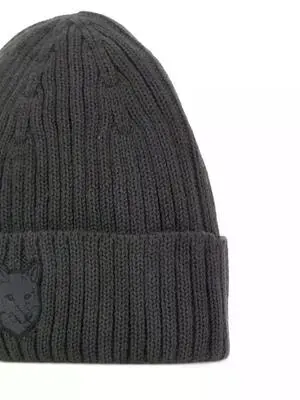 Maison Kitsuné Ribbed Beanie With Fox Head Logo