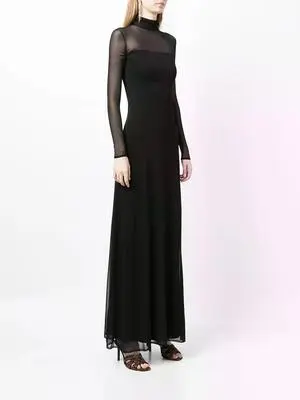 Ralph Lauren Sheer Panelled Flared Maxi Dress