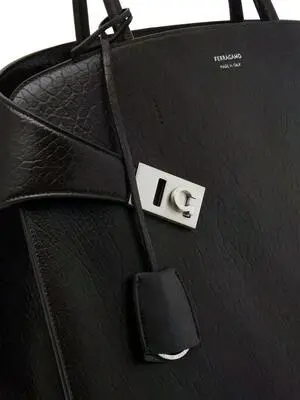 FERRAGAMO Gancini Buckle Tote Bag - Brown