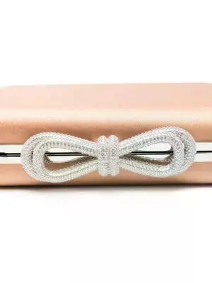 Mach & Mach Crystal Embellished Bow Clutch - Neutrals