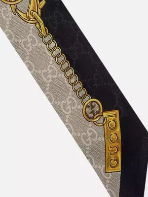 Gucci Horsebit-print Silk Neck Bow
