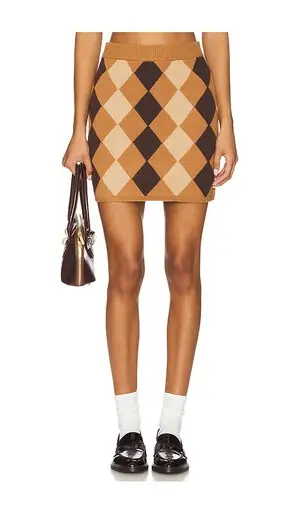 Callahan Knit Argyle Mini Skirt - Tan