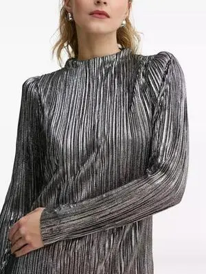 BRUUNS BAZAAR Pleated Puff-sleeve Midi Dress - Silver