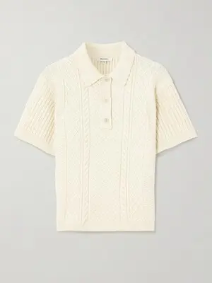 JW Anderson Cable Knit Polo Shirt - Neutrals