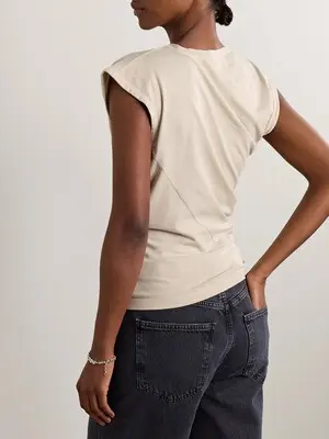 AGOLDE Beth Draped Organic Cotton-jersey T-shirt - Gray