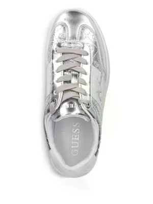 Guess Tone Logo-embellished Lace-up Sneakers - Silver