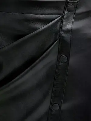 Patrizia Pepe Faux Leather Midi Skirt With Button Detail