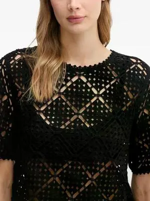 Dkny Cotton-blend Crochet Top
