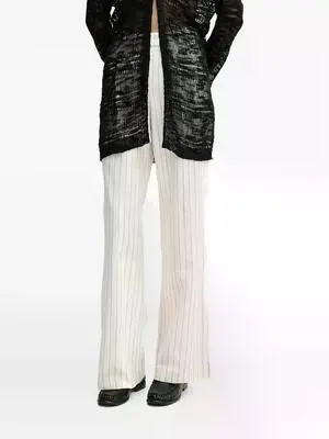 PEDRO DEL HIERRO High Waist Pinstriped Trousers - White