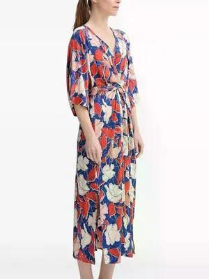 Marc O'polo Floral Print Belted Midi Dress - Neutrals