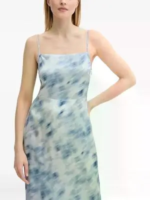 SAMSOE SAMSOE Maxi Dress With Side Split And Tie-dye Pattern - Blue