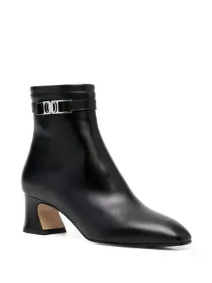 FERRAGAMO Vara Chain Leather Ankle Boots