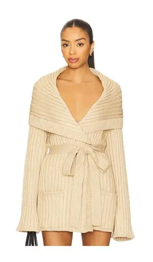GUIZIO X Revolve Slouchy Cardigan With Detachable Waist Belt - Beige