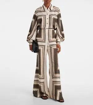 Zimmermann Printed Wide-leg Silk-blend Trousers