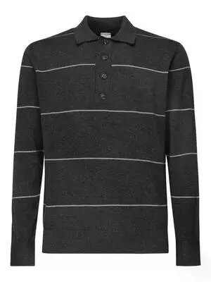 Eleventy Striped Long-sleeve Polo Shirt