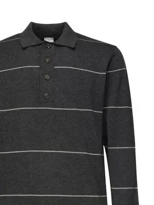 Eleventy Striped Long-sleeve Polo Shirt