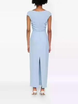ROWEN ROSE Belted Cap-sleeve Maxi Dress