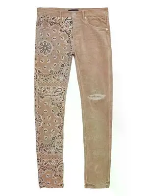 PURPLE BRAND Bandana Print Corduroy Trousers - Neutrals