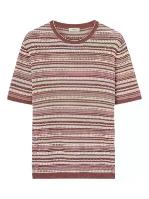 Agnona Linsee Jacquard Striped Knit T-shirt - Red