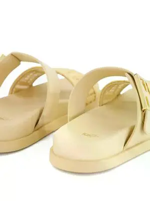 Fendi Feel Buckle Woven Raffia Sandals