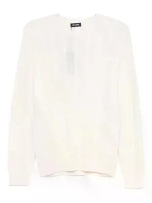CENERE GB Cable Knit V-neck Wool Sweater