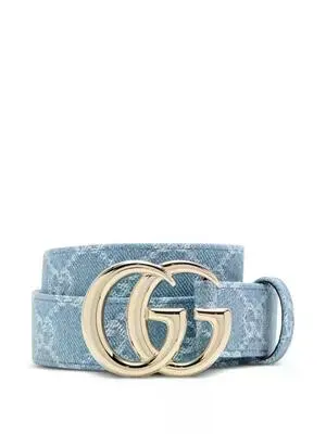 Gucci Gg Monogrammed Denim Belt - Blue