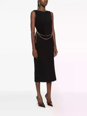 TWINSET Sleeveless Midi Dress With Chain Embellishment