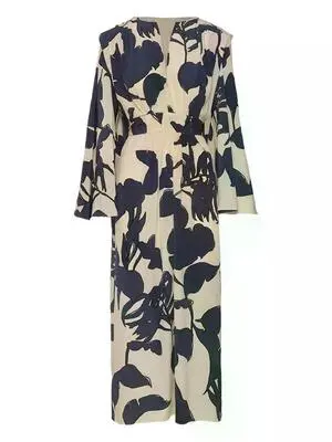 Johanna Ortiz Floral Print V-neck Midi Dress - Neutrals